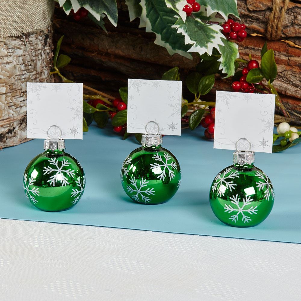 6 BAUBLE PLACE CARD HOLDERS OR 10 PLACE CARDS CHRISTMAS TABLE NAME 