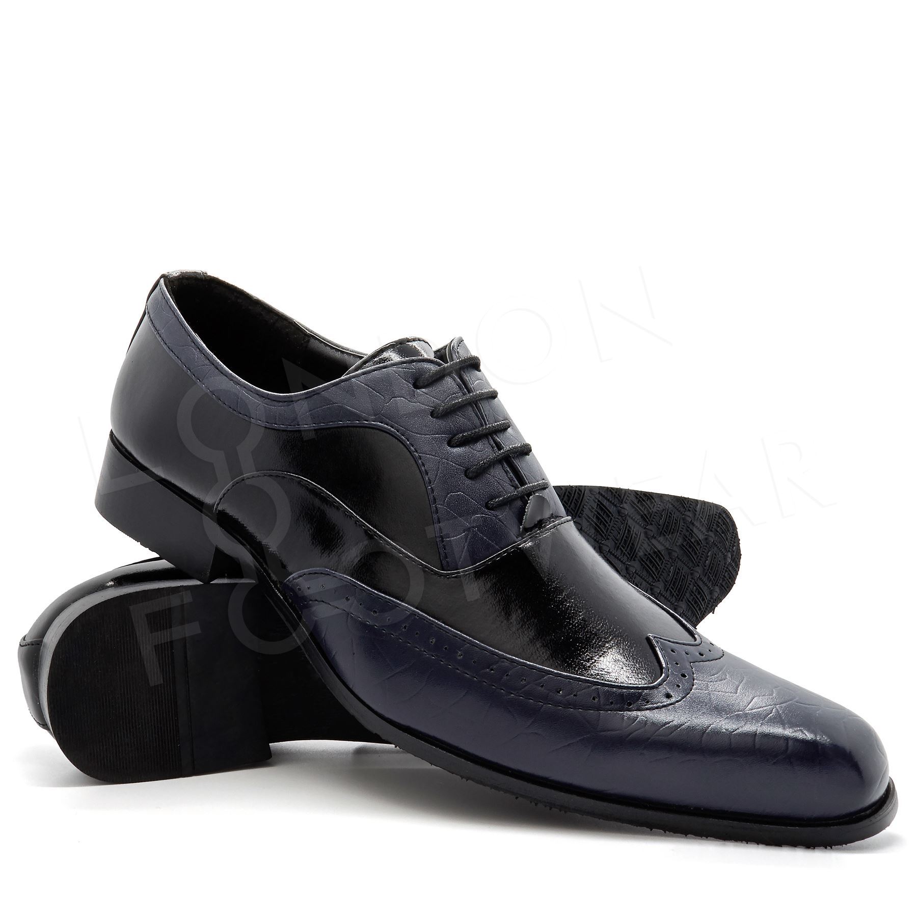 New Mens Two Tone Gangster Patent Leather Brogues Wingtip Spats Shoes ...