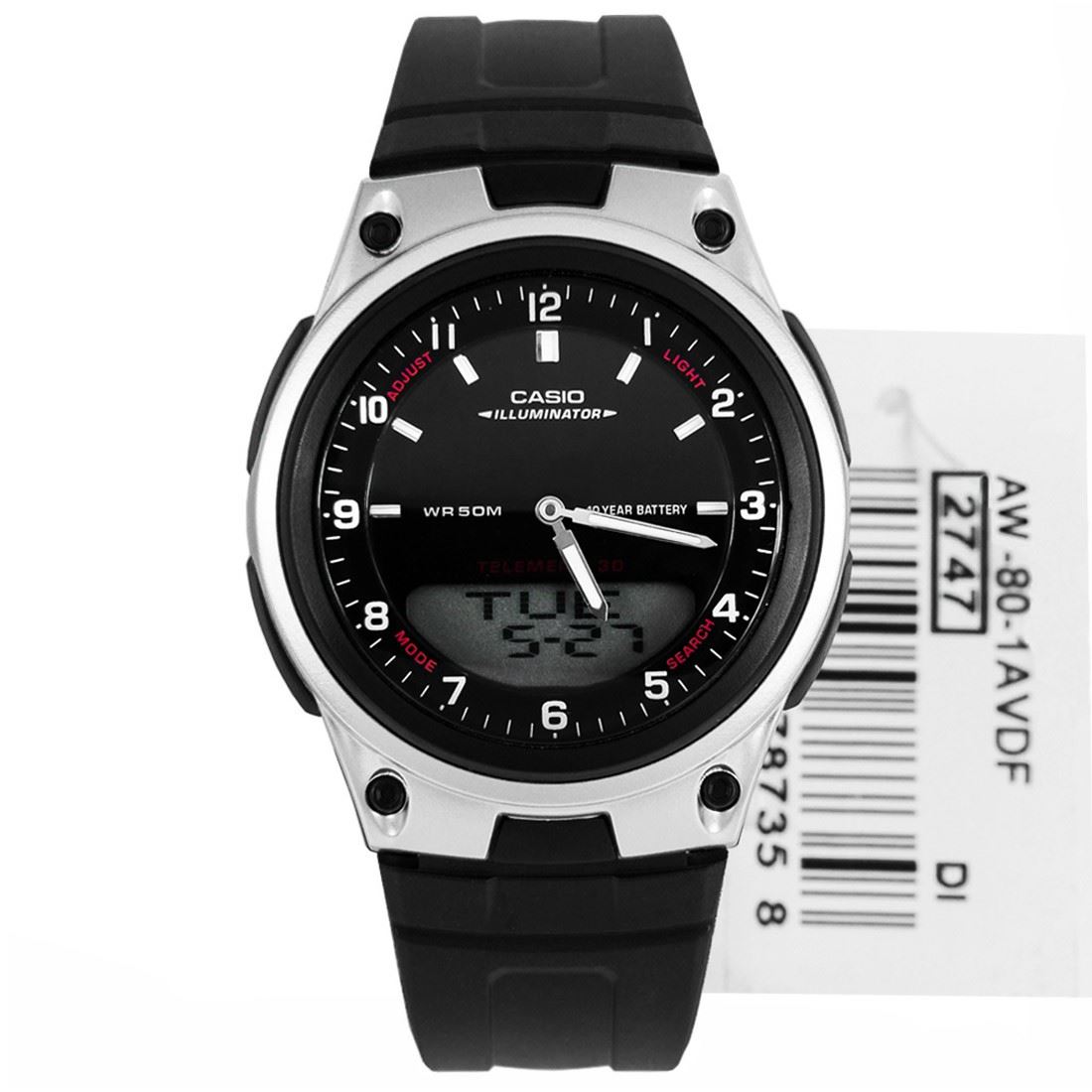 Casio Illuminator Analog Digital Mens Telememo Watch AW 80 1AVDF AW80 Casio Illuminator Analog Digital Mens Telememo Watch AW 80 1AVDF AW80