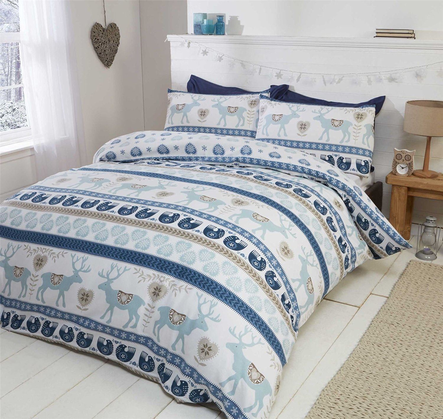 100 Brushed Cotton Flannelette Bedding Quilt Duvet Cover Cosy Hygge