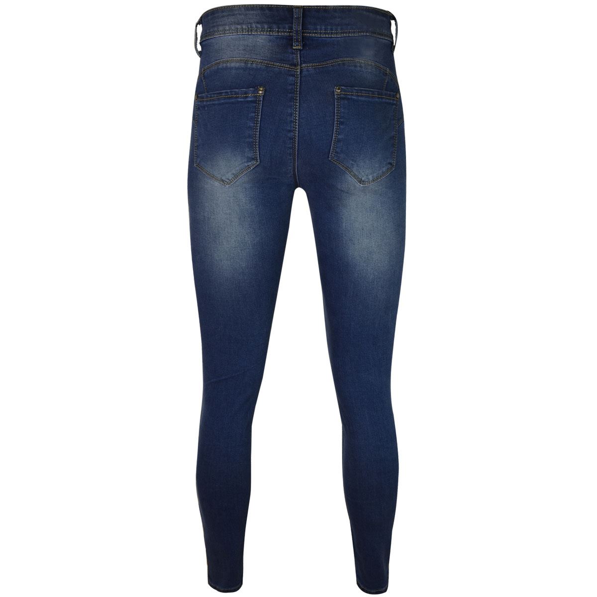 Womens Ladies Skinny Ripped Jeans Split Knee Stretch Slim Fit Denim