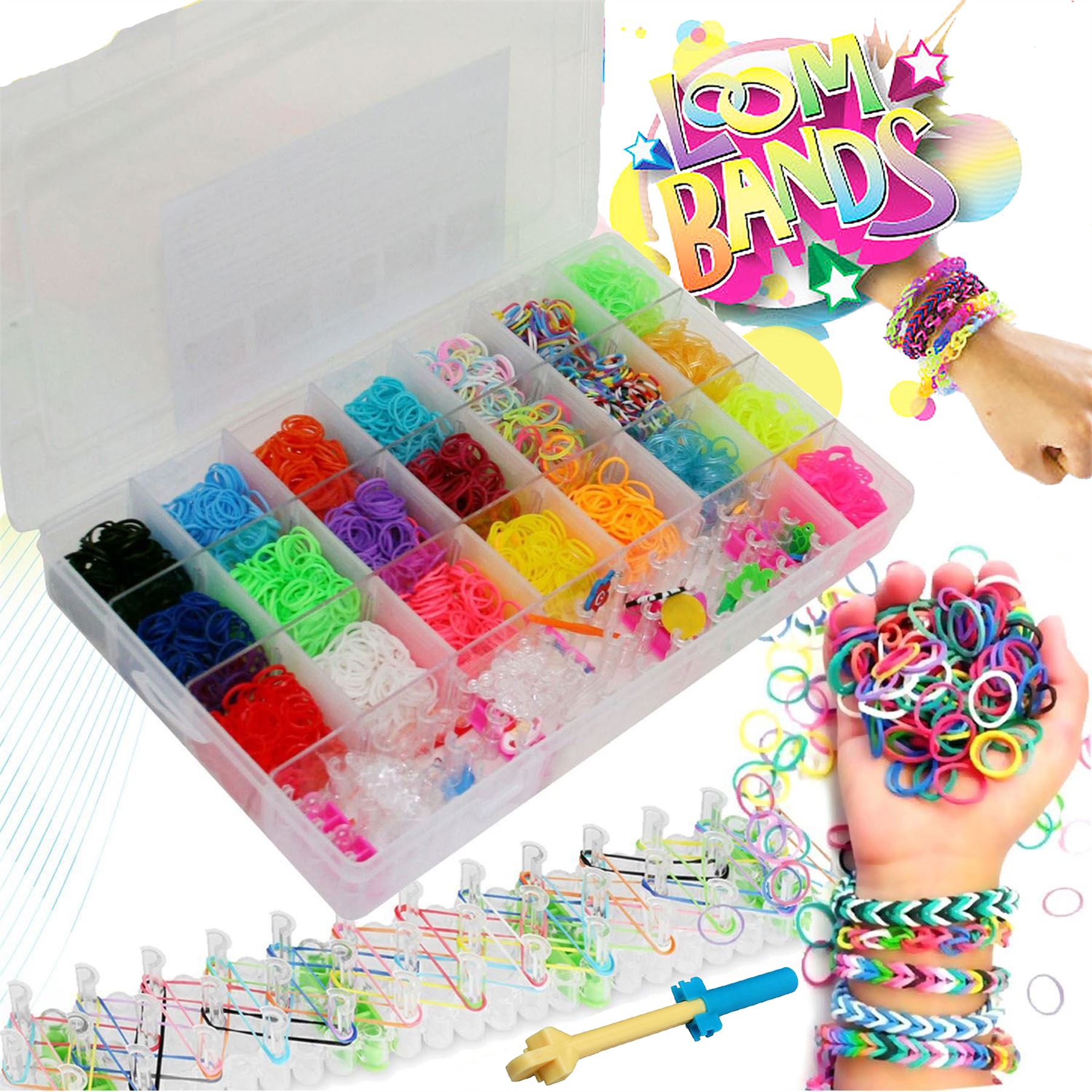 Colourful Rainbow Loom Rubber Bands Bracelet Making Kit Twistz Bandz