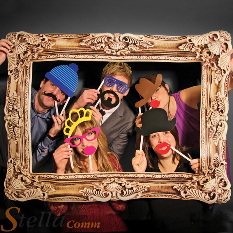 Box 51 Photo Booth Large Picture Frame 24 Props Funny Faces Party Fun