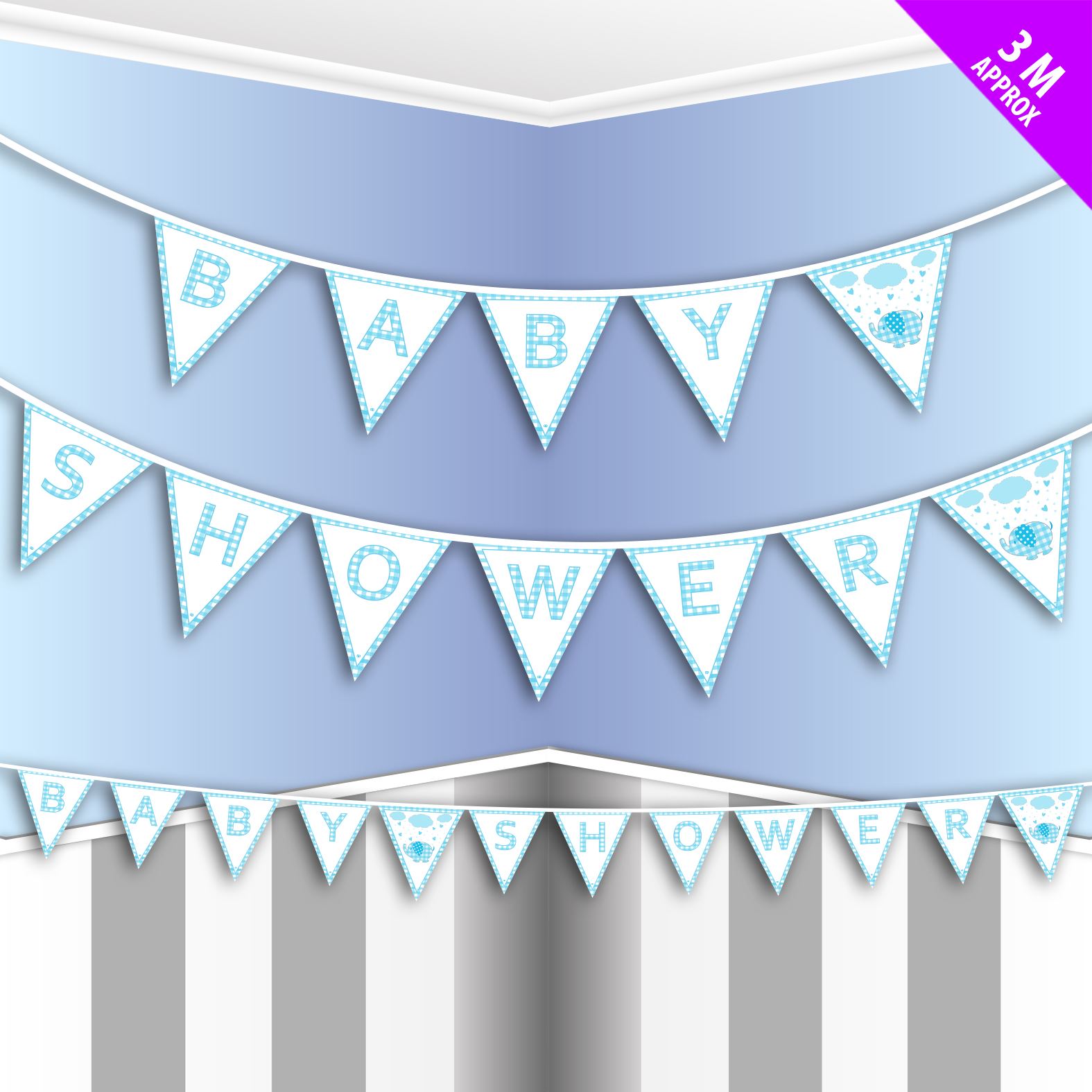 Blue Baby Shower Banner Boy Banners Party Decorations Foil Jointed ...