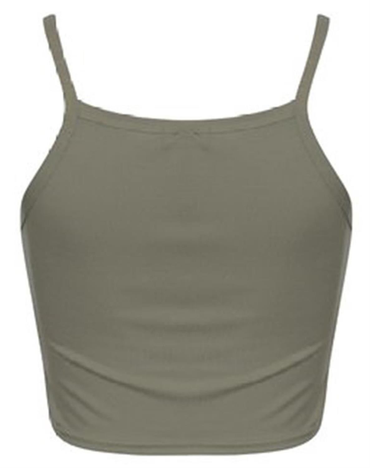 New Ladies Laser Cut High Neck Strappy Crop Tops 4 10 Ebay