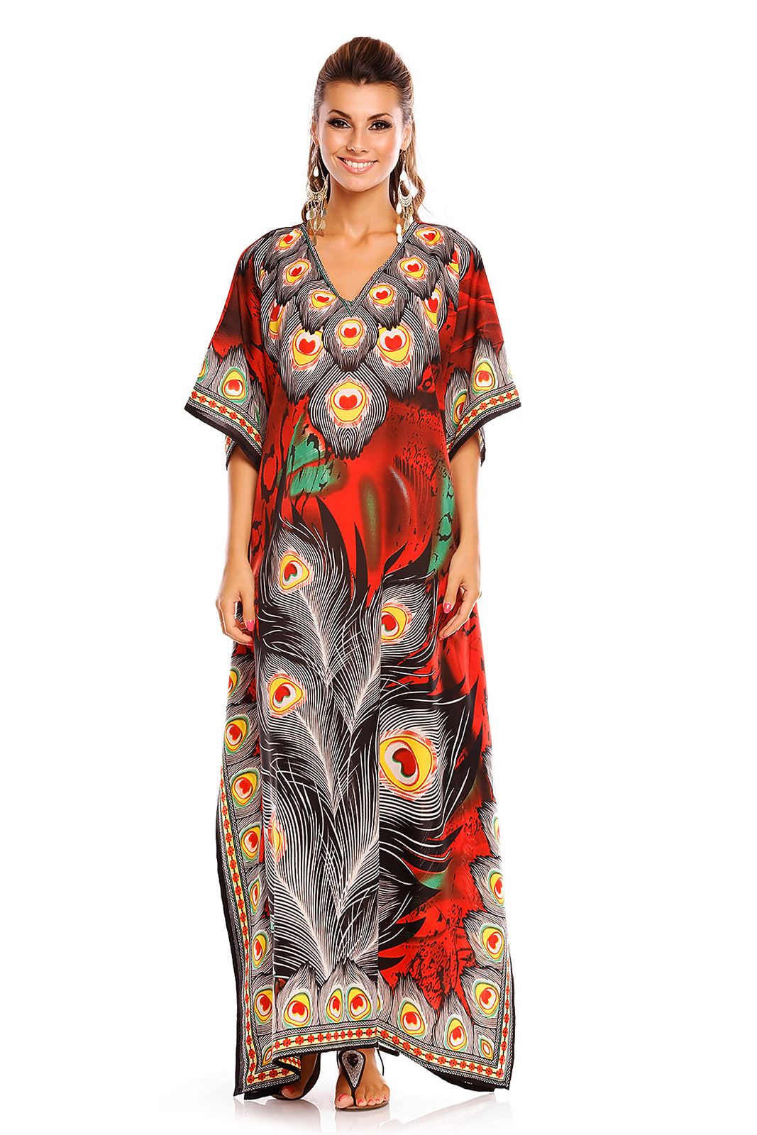 New Ladies Oversized Maxi Kimono Kaftan Tunic Kaftan Dress Free Size