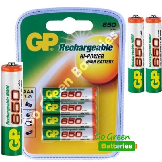 6 x GP AAA 650 mAh Rechargeable Batteries Phone DECT Cordless NiMH LR03 ...